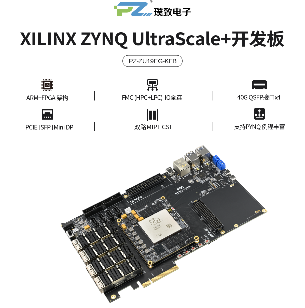 璞致FPGA ZYNQ UltraScale+ ZU19EG 开发板